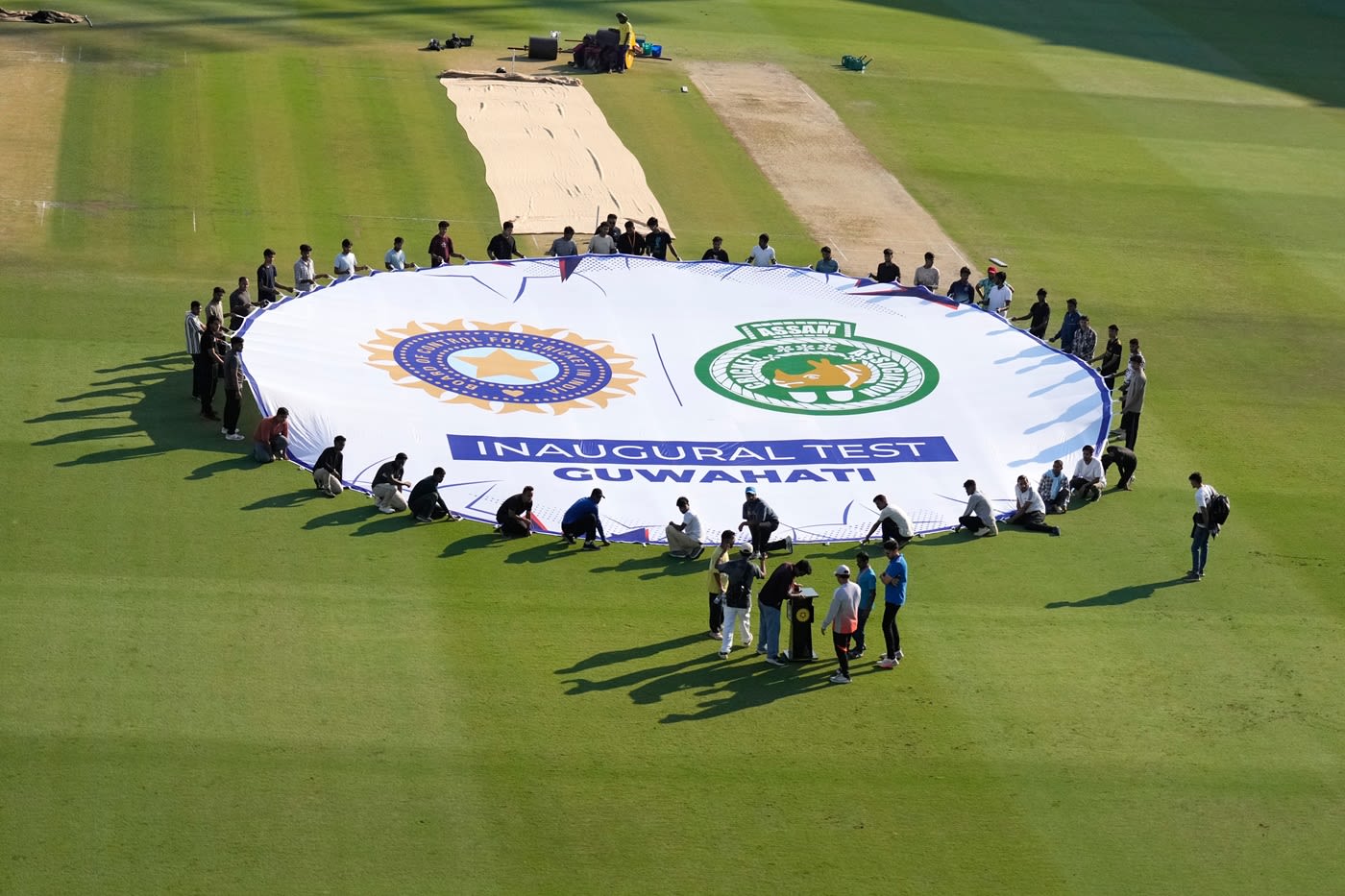 Preparation for an inauguration ceremony ahead of the ACA Stadium's ...