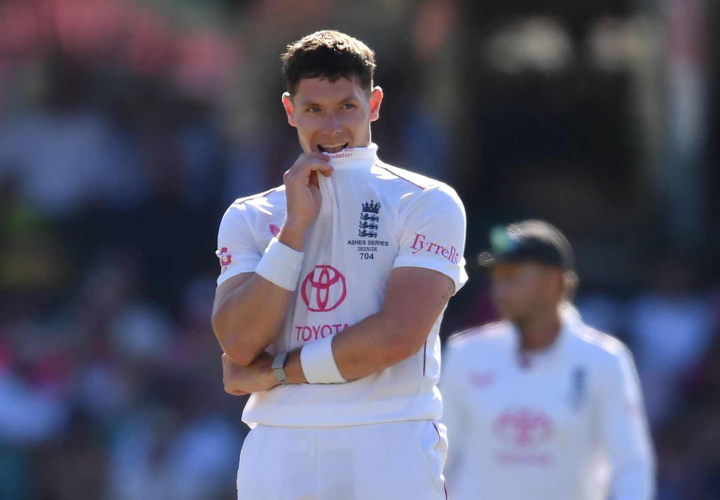 Matthew Potts looks grim as his maiden Ashes outing was taken apart ...