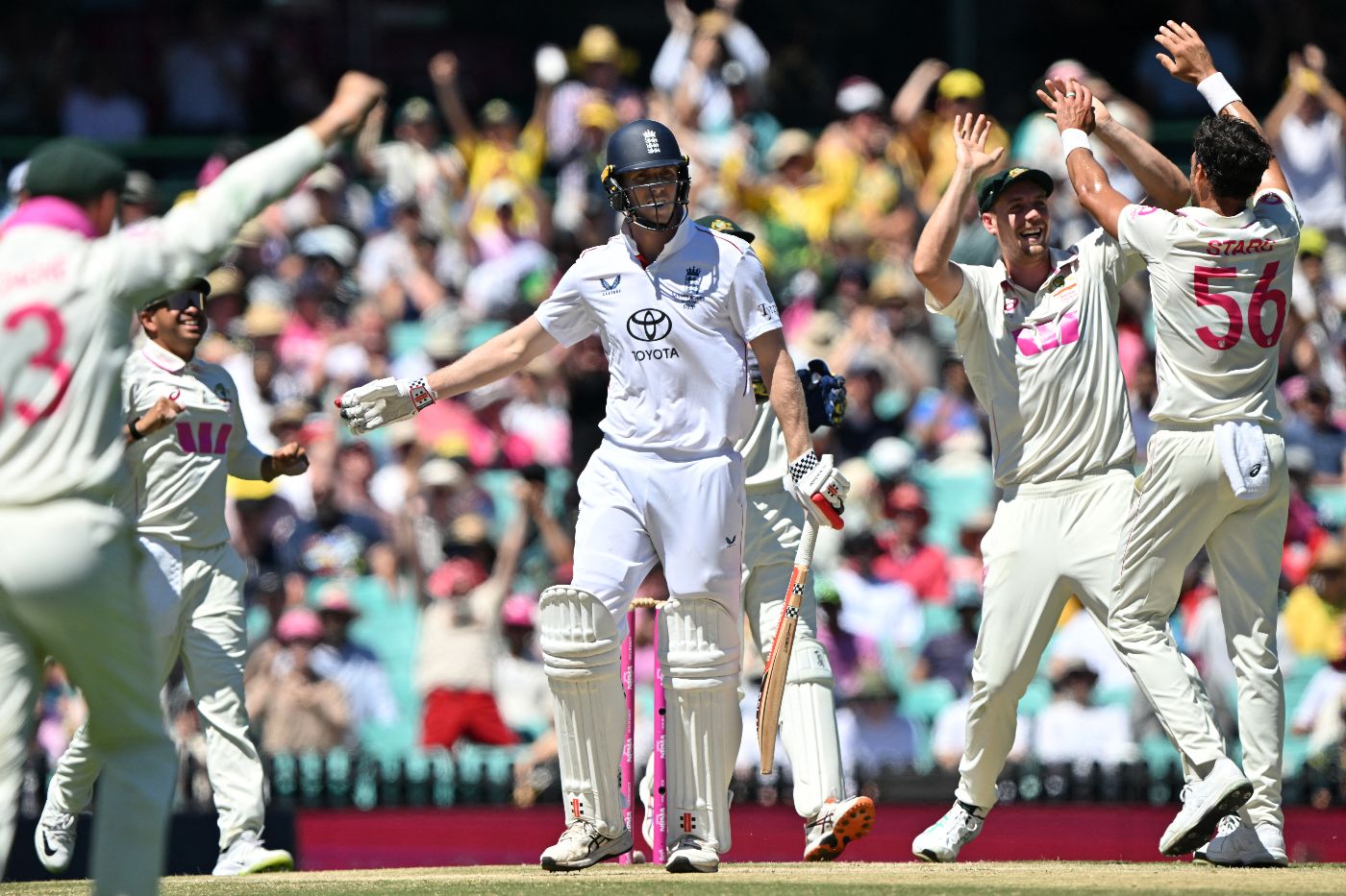Zak Crawley offered no shot in Mitchell Starc's first over and was lbw ...