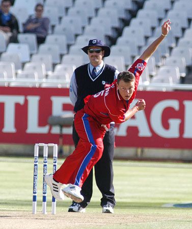 Johan Botha of EP sends down a ball against WP at Newlands ...