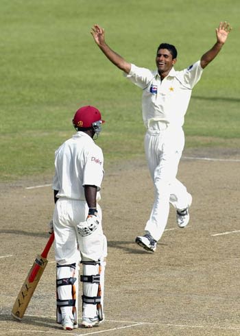 Abdul Razzaq celebrates as Devon Smith is caught behind | ESPNcricinfo.com