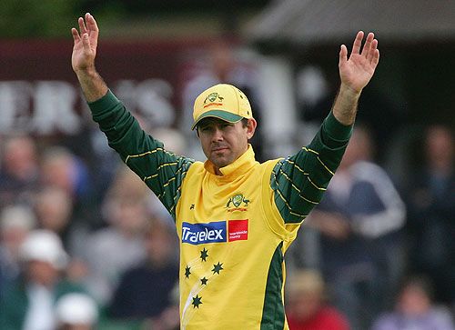 Ricky Ponting with his hands in the air | ESPNcricinfo.com