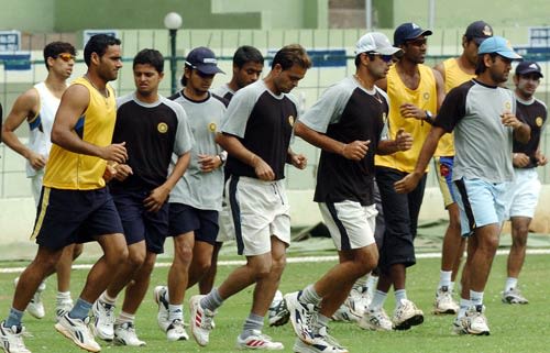 The Indians have a run during their training camp in Bangalore ...