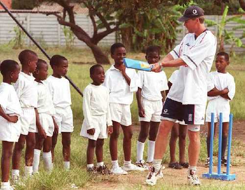 Nick Knight talks to youngsters at Chipembere Primary School, Highfield ...