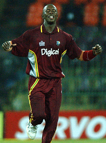 Deighton Butler celebrates the wicket of Sanath Jayasuriya ...
