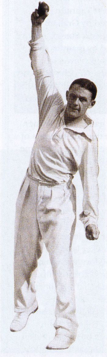 Posed shot of Gubby Allen bowling | ESPNcricinfo.com