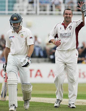 Steffan Jones celebrates the wicket of Simon Katich | ESPNcricinfo.com