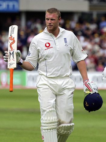 Andrew Flintoff raises his bat | ESPNcricinfo.com