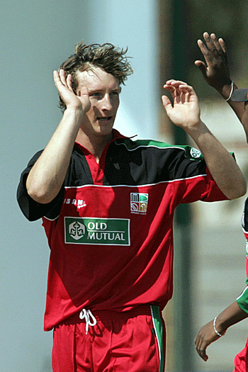 Anthony Ireland celebrates after taking Stephen Fleming's wicket ...