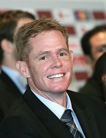 Shaun Pollock poses at at the unveiling of the ICC Super Series trophy ...