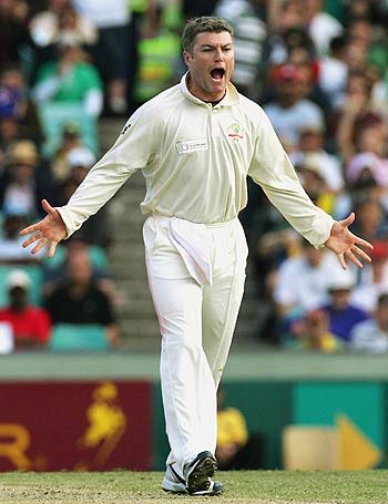 Stuart MacGill celebrates Steve Harmison's wicket | ESPNcricinfo.com