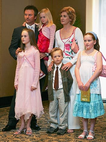Steve Waugh poses with his family at the release of his autobiography ...