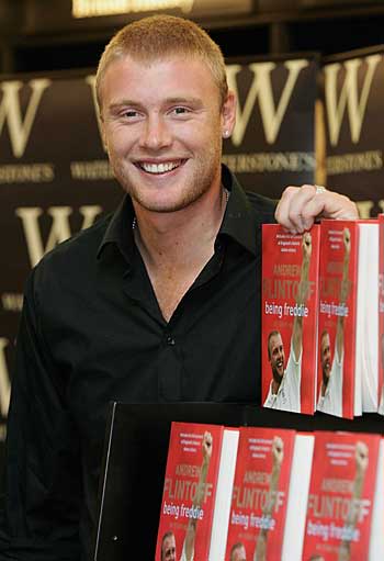 Andrew Flintoff at his book signing at Waterstones in London ...