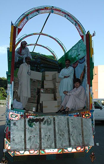 An aid lorry vehicle in Rawalpindi | ESPNcricinfo.com