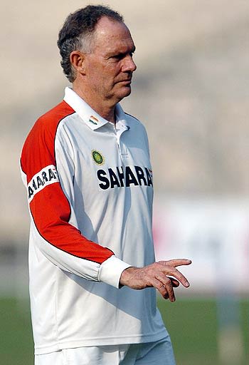 Greg Chappell instructs his players through a practice session ...