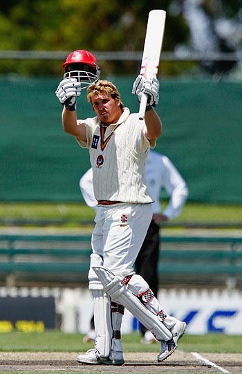 Mark Cosgrove celebrates his century | ESPNcricinfo.com
