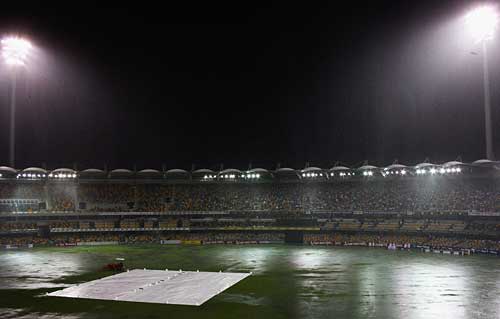 The Gabba looks more like a boating lake than a cricket ground ...