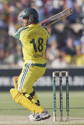 Adam Gilchrist began Australia's chase in customary fashion ...