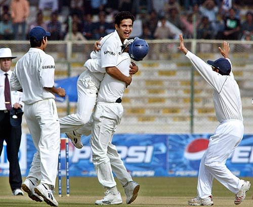 Hat-trick hero: Irfan Pathan is hoisted high | ESPNcricinfo.com