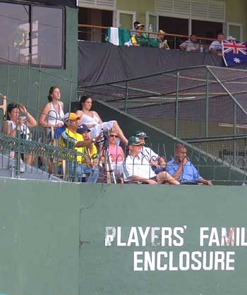 A group of Australian supporters cheer on their U-19 side ...