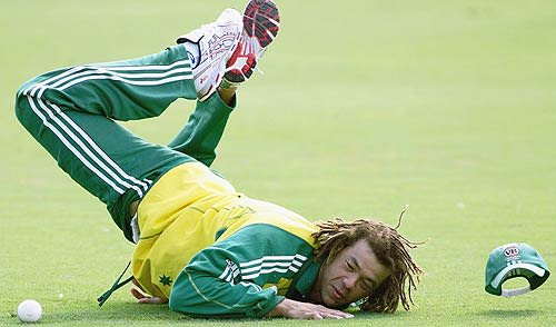 Andrew Symonds takes a fall during practice | ESPNcricinfo.com