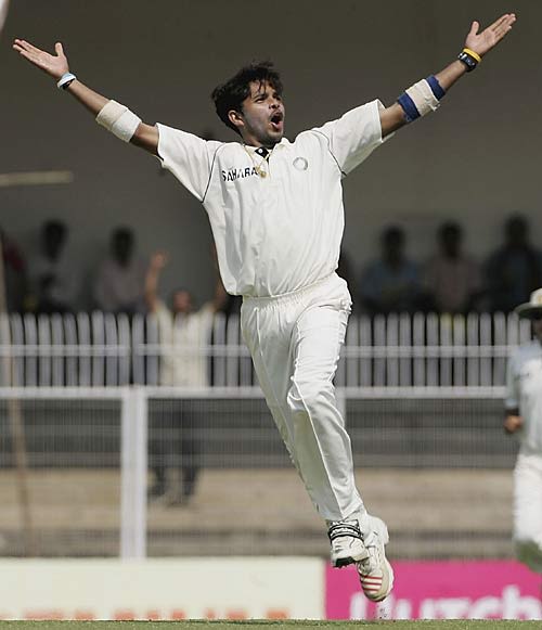 Sreesanth celebrates his first Test wicket - Andrew Strauss ...