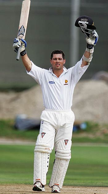 Matthew Bell celebrates his century | ESPNcricinfo.com