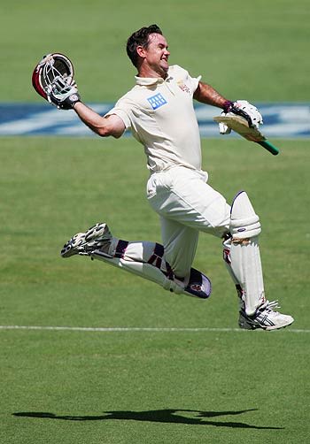 Jimmy Maher celebrates his double-century on the third day of the Pura ...