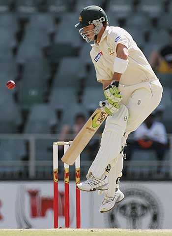 Damien Martyn plays and misses on a tense final day at Johannesburg ...
