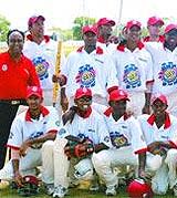 Members of the Trinidad and Tobago team celebrate the semi-final ...