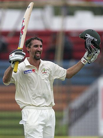Jason Gillespie is overjoyed after reaching his century | ESPNcricinfo.com