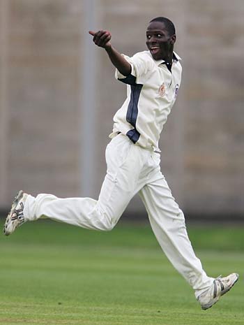 Mali Richards celebrates one of three wickets | ESPNcricinfo.com