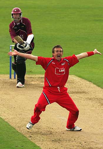 The undemonstrative Dominic Cork appeals to the umpire | ESPNcricinfo.com