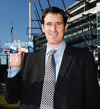 James Sutherland, Cricket Australia's CEO, poses with Ashes tickets ...