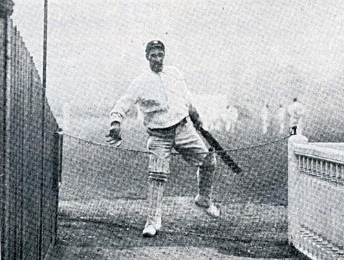 Albert Trott clambers over experimental boundary netting at Lord's ...