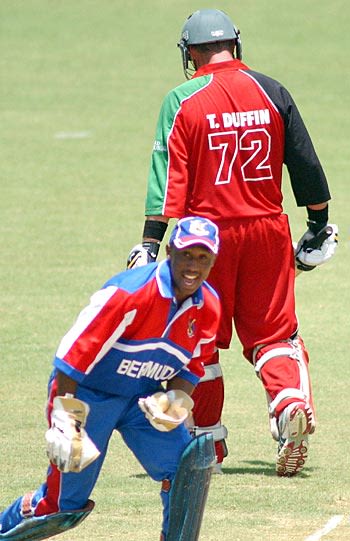 Kwame Tucker celebrates catching Terry Duffin | ESPNcricinfo.com