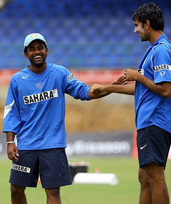 Venugopal Rao and Munaf Patel training at the Queen's Park Oval ...