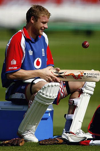 Andrew Flintoff relaxes in the nets during training for the final Test ...