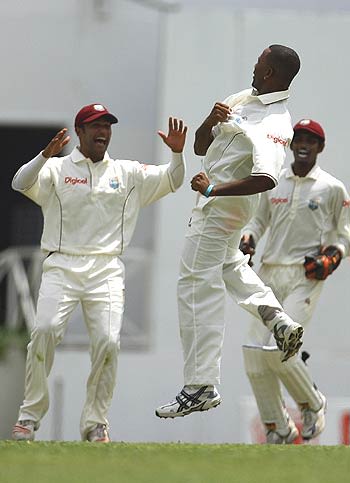 Corey Collymore celebrates Virender Sehwag's wicket | ESPNcricinfo.com