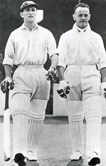 Len Hutton and Walter Keeton walk out to open for England ...