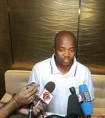 Gordon Templeton, the South African media manager, addresses the press ...