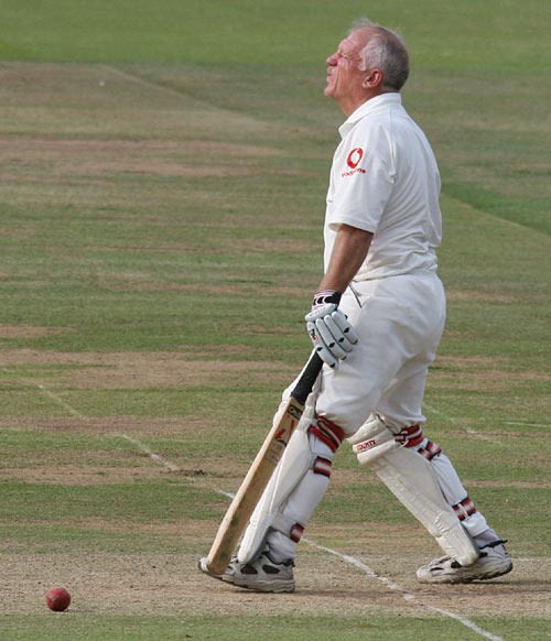 Former Middlesex and England batsman Clive Radley grimaces after ...