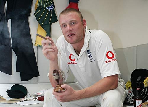 Andrew Flintoff enjoys a smoke | ESPNcricinfo.com