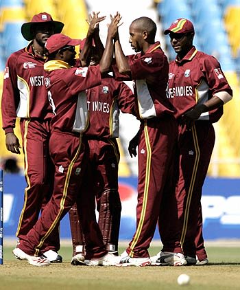 West Indies celebrate their first strike | ESPNcricinfo.com