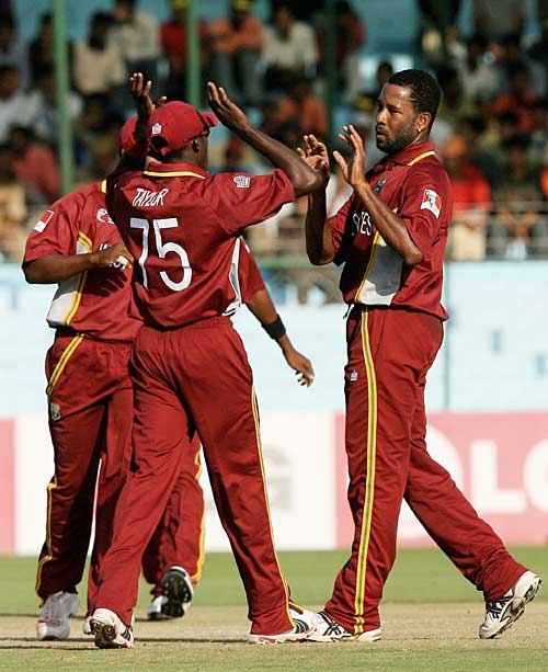 Corey Collymore celebrates one of his two wickets | ESPNcricinfo.com