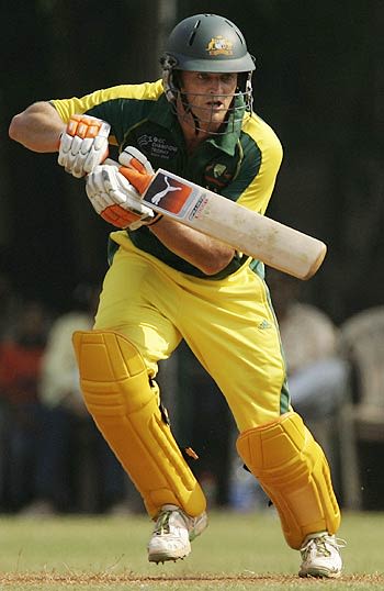 Adam Gilchrist pushes to the off side as Australia begin their chase ...