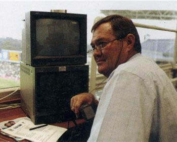 Pat Symcox in the commentary box | ESPNcricinfo.com