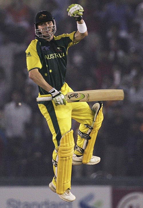 Damien Martyn celebrates Australia's progress to the semi-finals ...