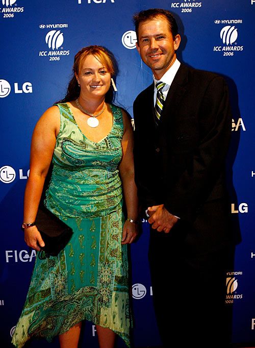 Karen Rolton and Ricky Ponting pose for the cameras at the ICC Awards ...