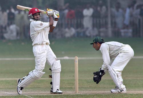 Dwayne Bravo pulls during his century against the Patrons XI ... Dwayne Bravo pulls during his century against the Patrons XI ...